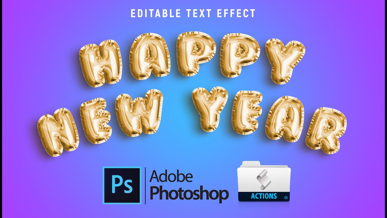 Foil Balloon Text Effect Photoshop Action Template Free | Foil Balloon ...