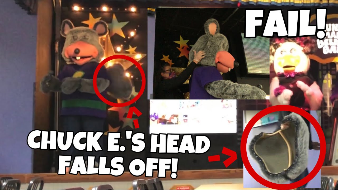CHUCK E.’S HEAD FALLS OFF! Chuck E. Cheese Animatronic Malfunction ...