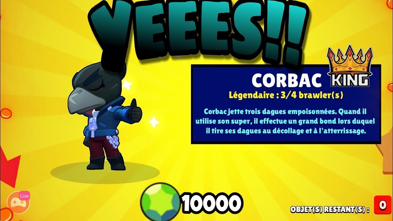 Mais WHAT!!!😱On débloque Corbac en live!!! (brawl stars) - YouTube