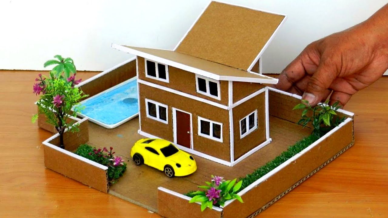 Easy Cardboard Mansion House with Swimming Pool #82 - YouTube
