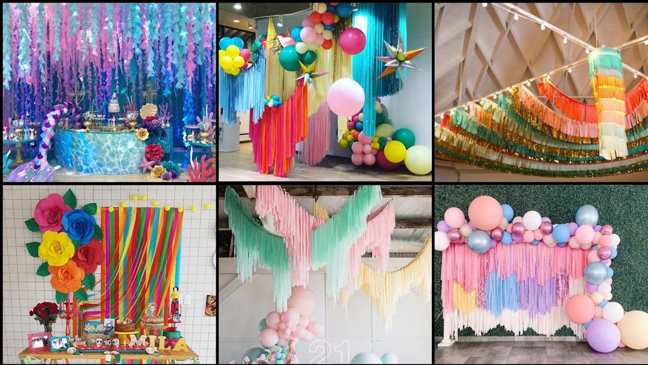 Easy Crepe Paper Decor Ideas || Party Decoration Ideas | Birthday ...