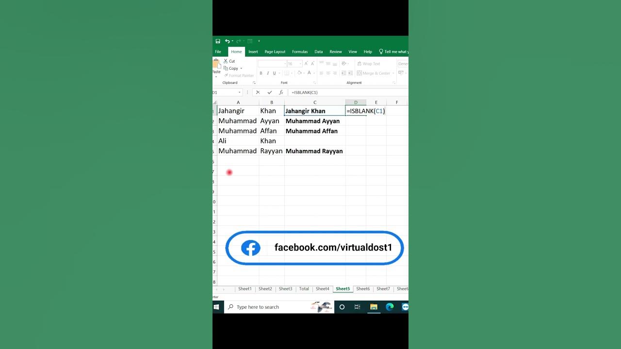 How To Use Isblank Function Alongwith If Function In Ms Excel Virtual Dost Youtube
