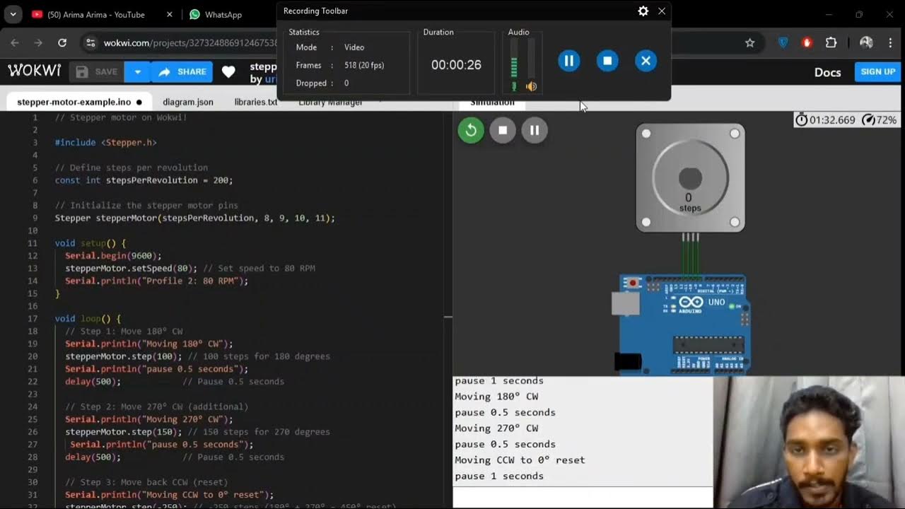 Stepper Motor Characteristic by using Wokwi online simulator - YouTube