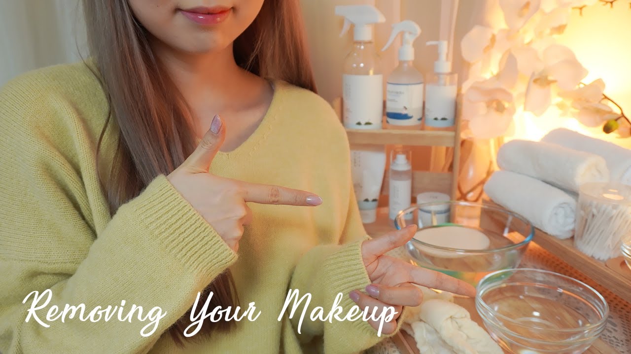 ASMR Removing Your Makeup & Skincare💛 - YouTube