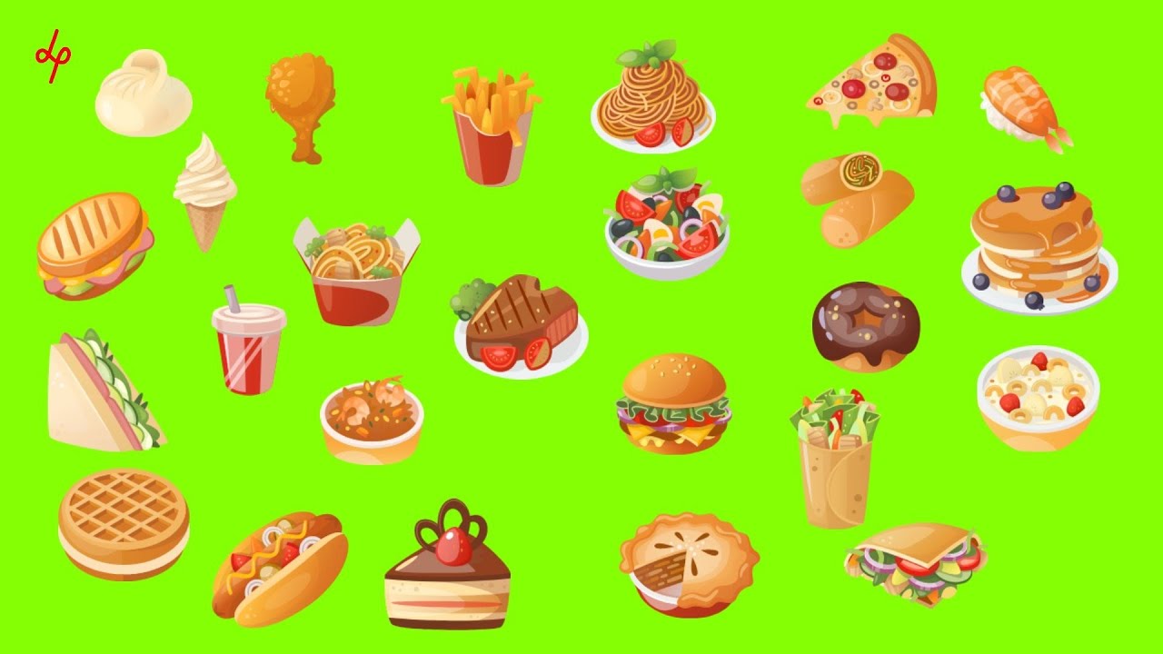 food items | fast food | veg | non veg | green screen animation - YouTube