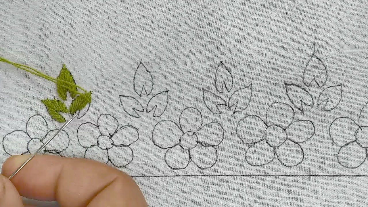 Hand Embroidery Border Design Tutorial | Latest Border Line For ...