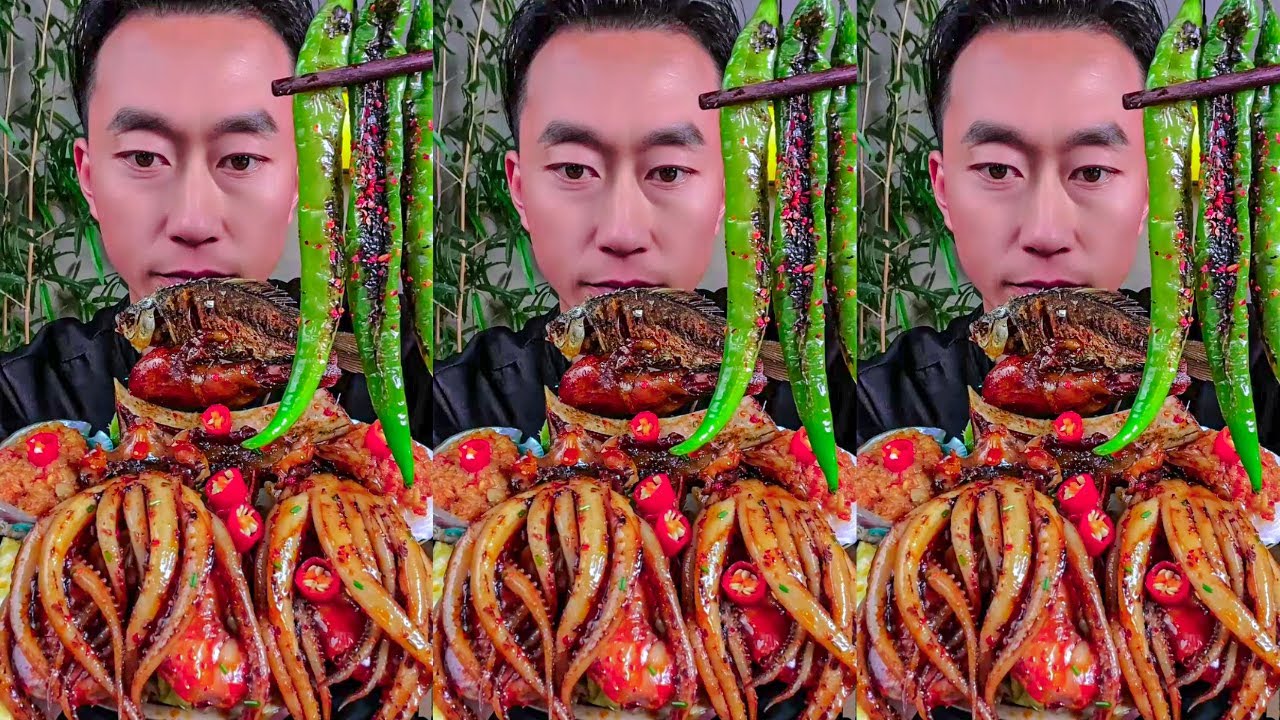 Let's eat, brothers and sisters! Spicy squid, garlic abalone, braised ...