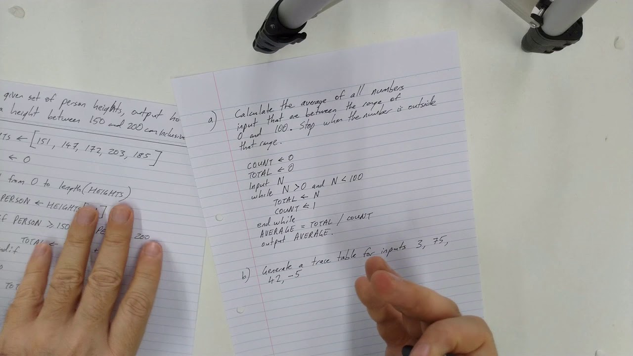 Algorithm Design Pseudo Code And Trace Tables Part 2 Youtube 5588