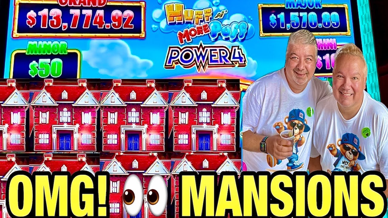 HUFF N MORE PUFF POWER 4 SLOT MACHINE! OMG MANSIONS! BIG WIN! BELLAGIO ...