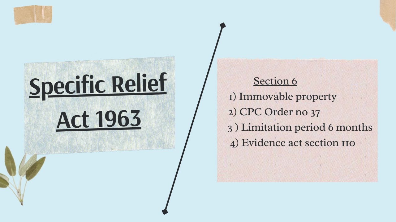 SECTION NO 6 Specific Relief Act (मराठी आणि इंग्रजी) - YouTube