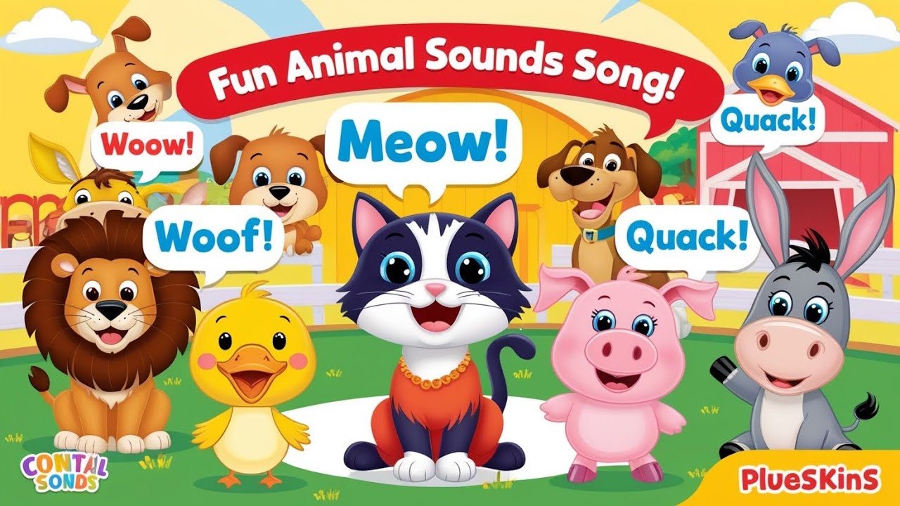 "Fun Animal Sounds Song | Learn Animal Noises with Catchy Rhymes for ...