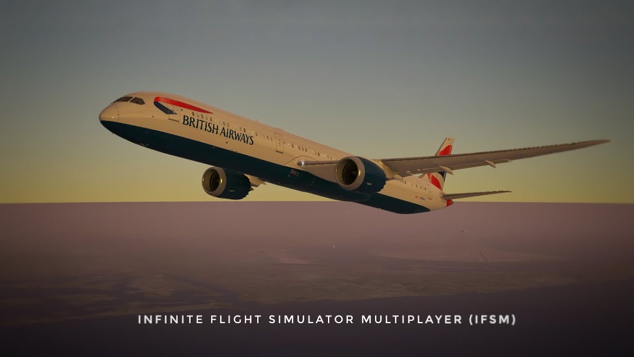 Infinite Flight Boeing B787 - 10 British Airways Sunset takeoff - YouTube