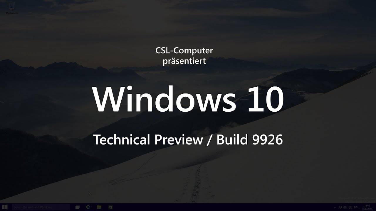 Windows 10 Technical Preview 9926 - YouTube