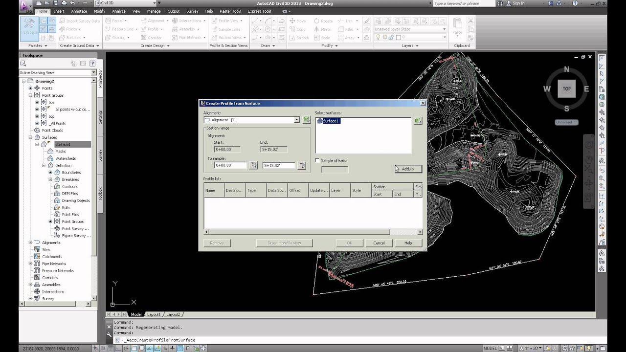 Creating Profile views and Surface and Design Profiles - YouTube