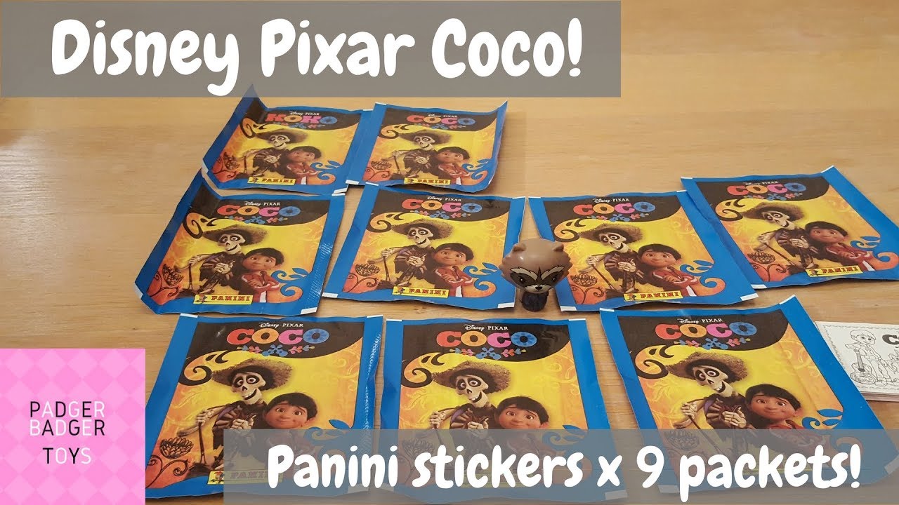 Disney Pixar Coco Panini Sticker Album #7 - 9 x packets opening - YouTube