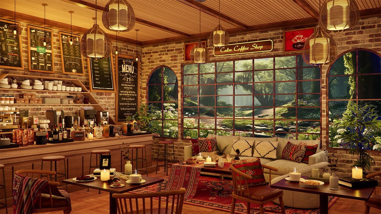 Spring Jazz Music | Relax, Work, and Unwind with 4K Cozy Coffee Shop ...