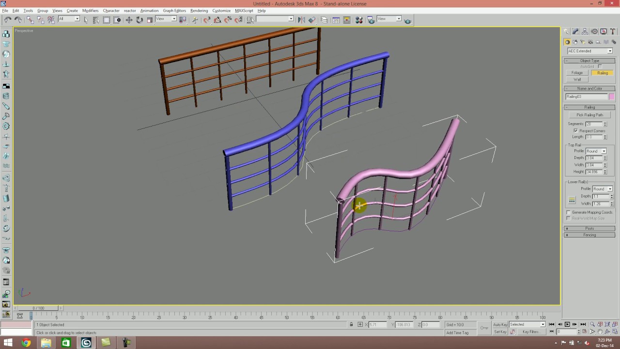 CREATING SIMPLE RAILING IN 3D MAX PART 2 - YouTube