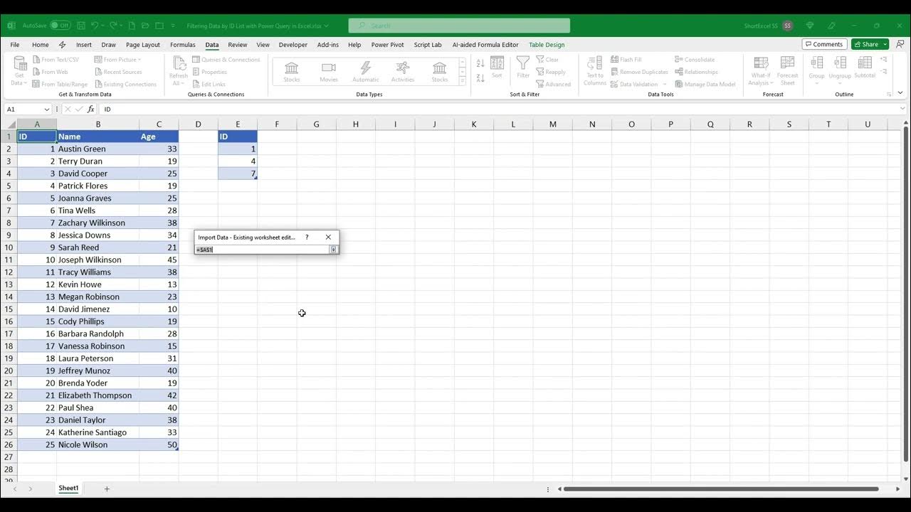 Filtering Data by ID List with Power Query in Excel - YouTube