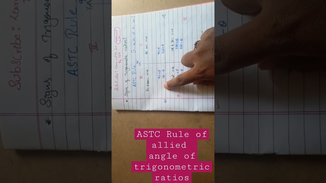 ASTC Rule #alliedangles#trigonometricratios#mathstricks#mathsshorts# ...