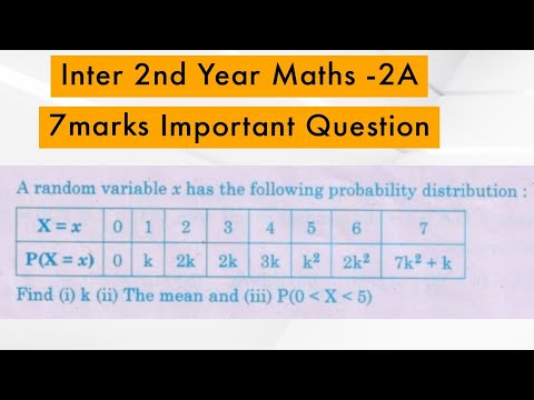inter -IIA Maths||10.Random varibles & Probabitity distribution|| mean ...