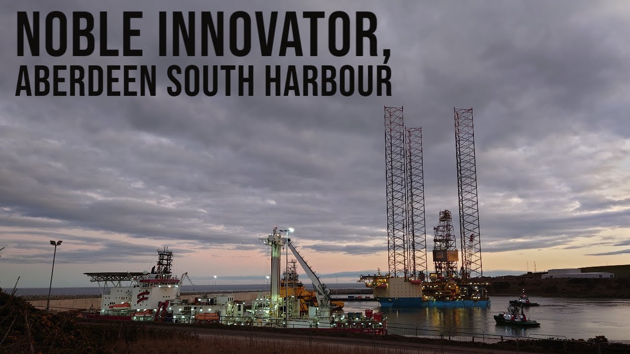 Noble Innovator entering Aberdeen South Harbour (x4 speed) - February ...