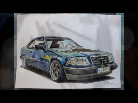 Drawing Mercedes W124 Coupe (MarlenaSzkice) - YouTube