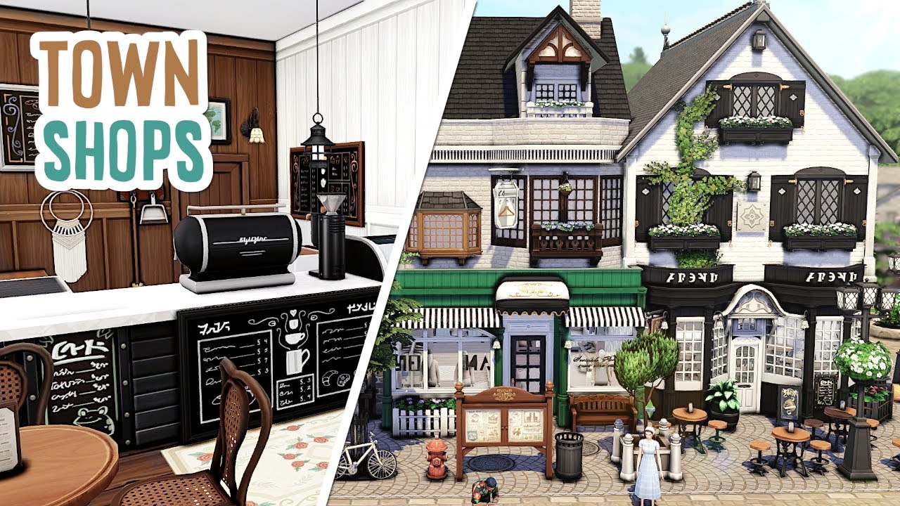 Town Shops 🛍 | The Sims 4 - Speed Build (NO CC) - YouTube
