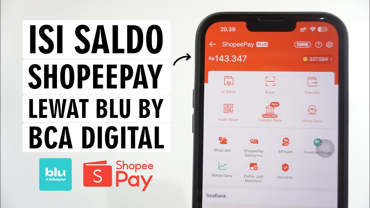 Cara Top Up/Isi Saldo Shopeepay Melalui blu by BCA Digital - YouTube