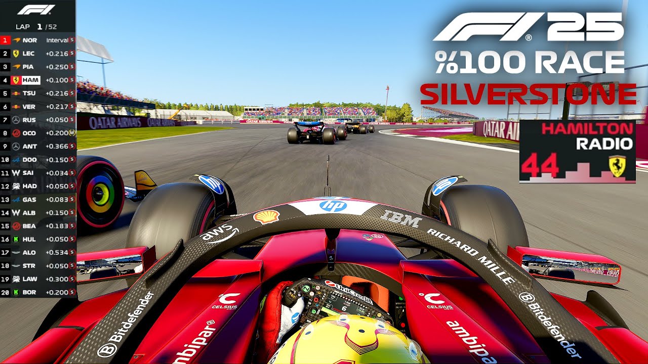 F1 25 Silverstone - 100% Race Hamilton`s Ferrari SF25 | Steering Wheel ...