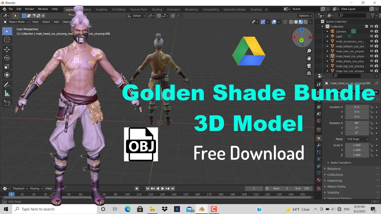 Golden Shade Bundle 3D Model in Free Fire | 3D male Bundle Golden Shade ...