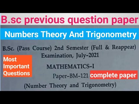numbers Theory And Trigonometry bsc papers | bsc 2nd sem maths paper # ...