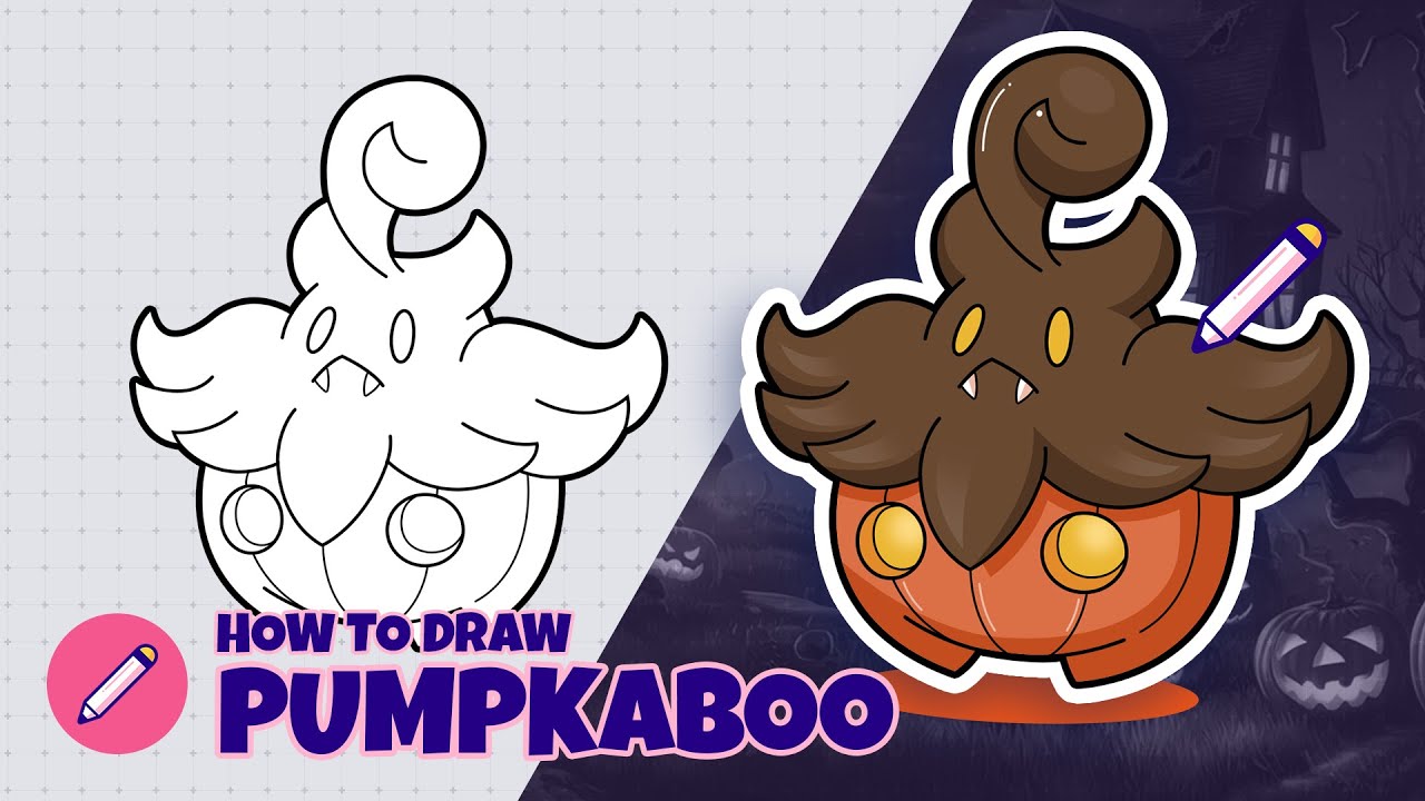 How to draw Pumpkaboo (Pokemon)? Step by step drawing tutorial for kids ...