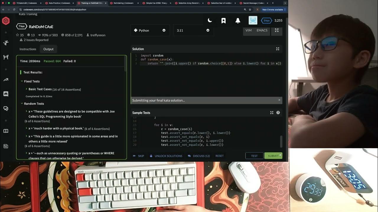 Codewars | Python | HHKB keyboard | 40 min real time | no talking | EP-100 - YouTube