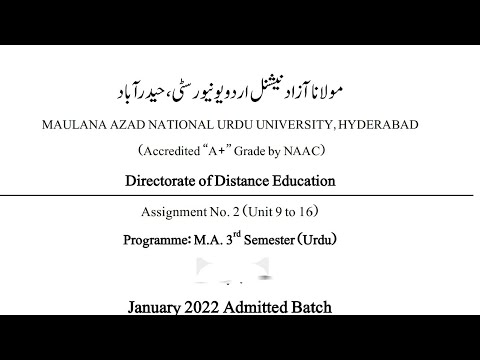 MANUU M A Second year (semester 3rd) assignment ke questions paper ### - YouTube