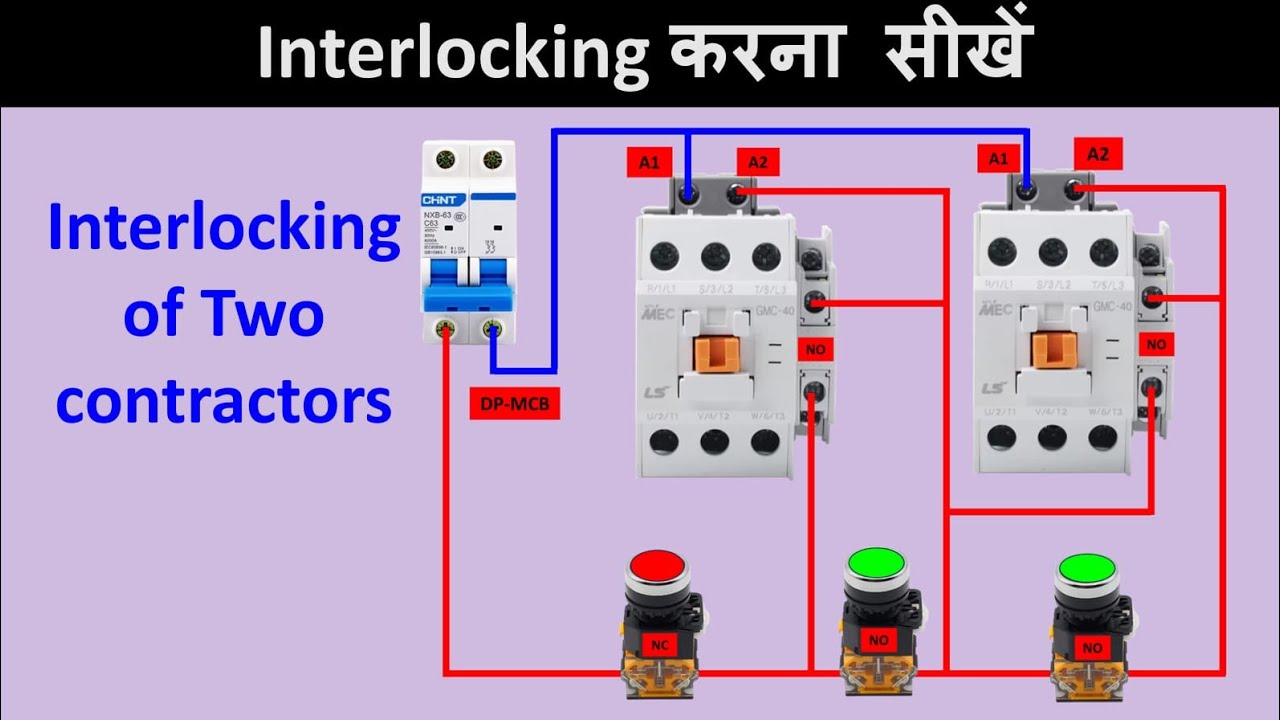 Interlocking of Two Contactor Wiring Diagram | motor control circuit ...