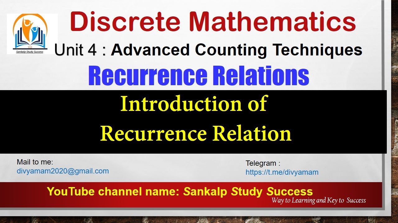 1troduction Of Recurrence Relation Discrete Mathematics Cse It Youtube