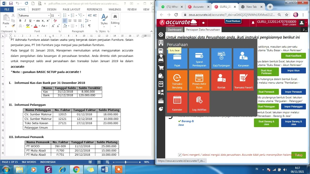 accurate online - persiapan data awal - ulangan tahap 1 - YouTube