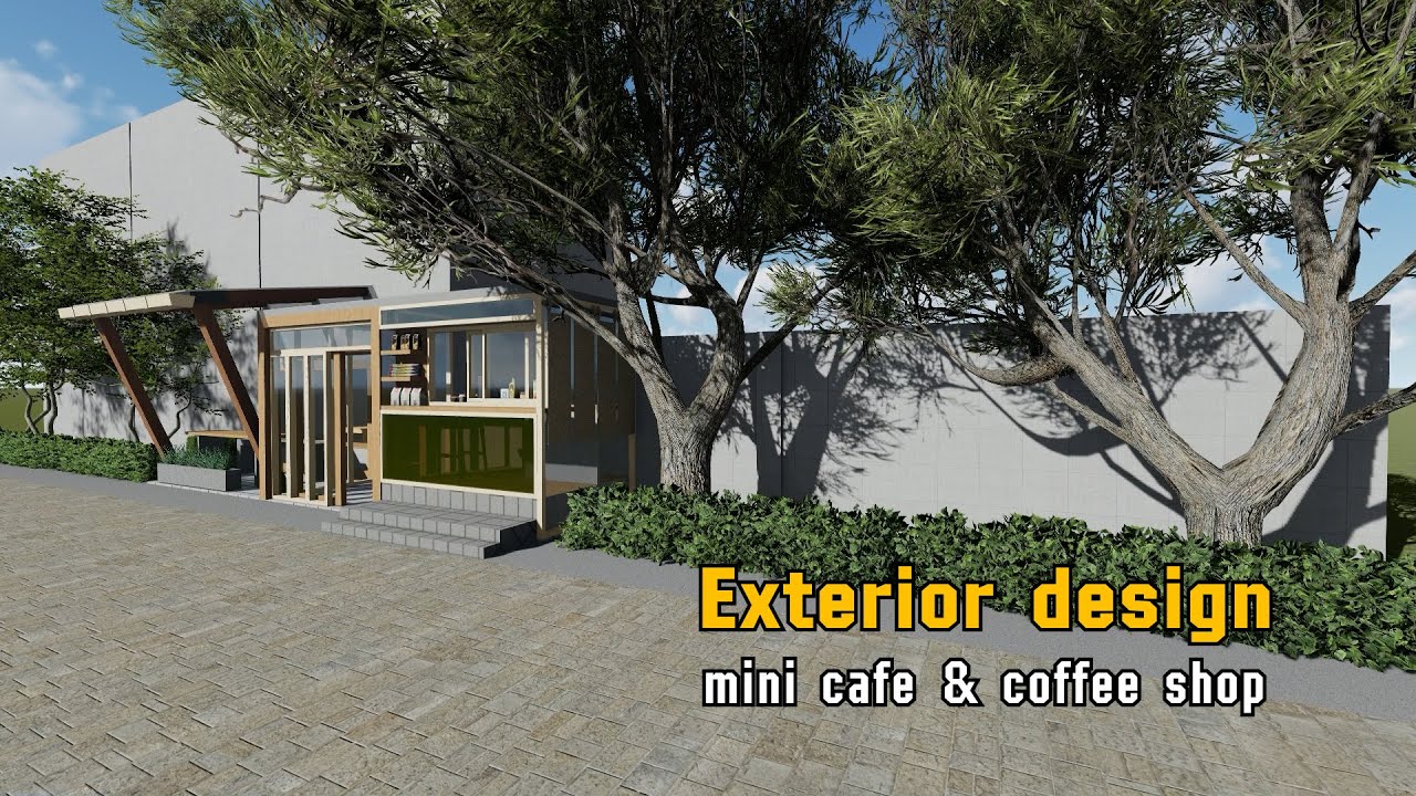 3D house animation exterior design mini cafe & coffee shop - YouTube