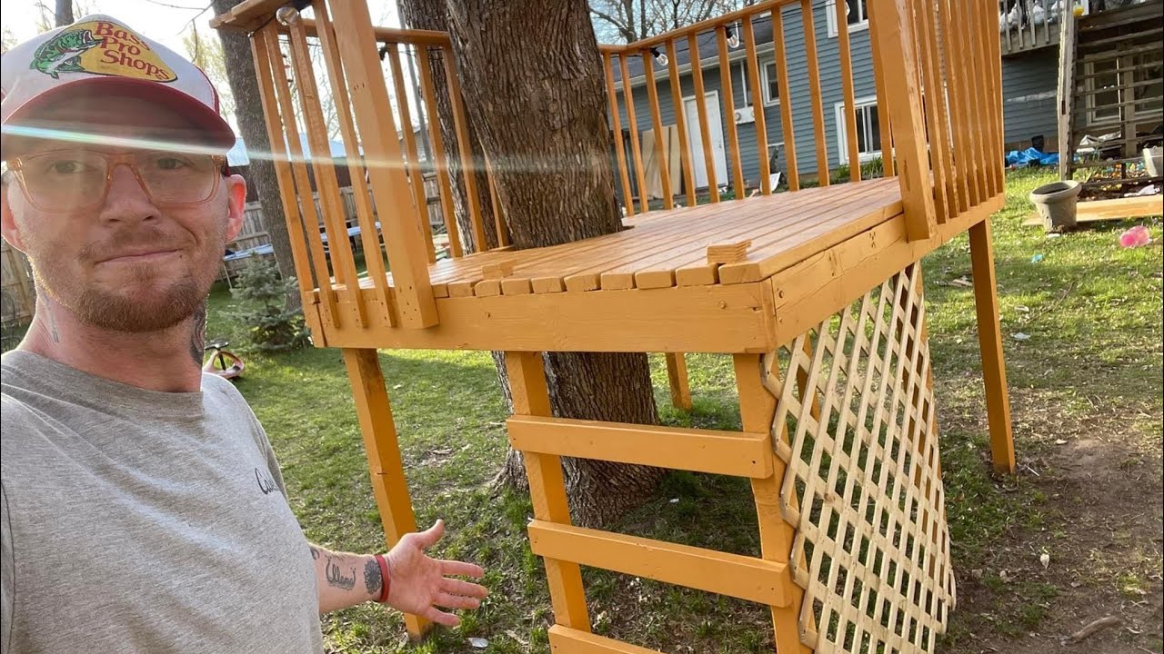 Building our zip line platform! Deck/tree fort - YouTube