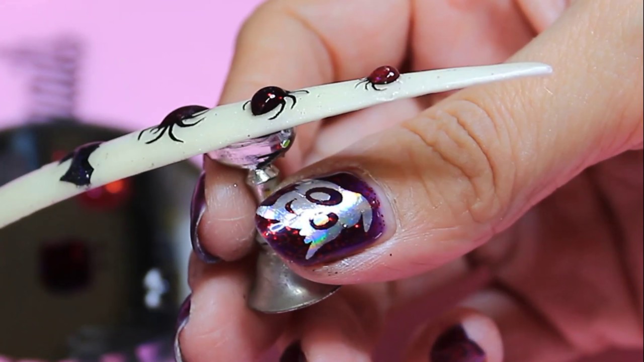 How to do| diy 3D spiders| Easy Halloween Nail art| extreme tips ...