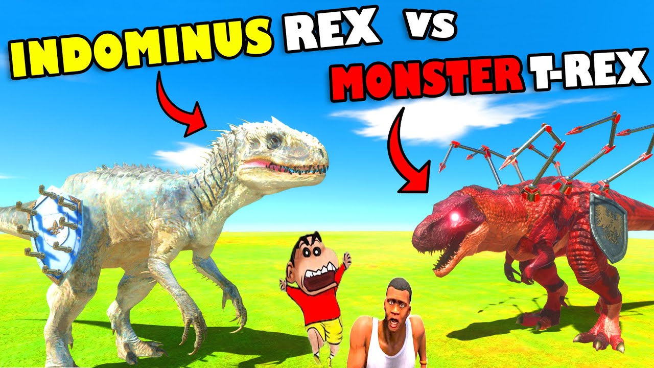 NEW INDOMINUS REX vs MONSTER T-REX DEATH RUN SHINCHAN and CHOP in ...