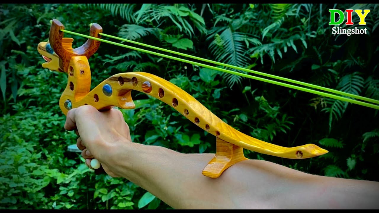 Wooden Art // Unique improved slingshot "Dragon's Breath". - YouTube