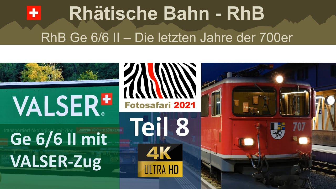 RhB Rhätische Bahn - Die Ge 6/6 II 707 mit Valser Wasserzug, cab ride ...