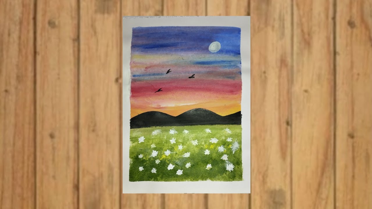 How To Draw Easy Scenario || Scenery Drawing || Watercolor Painting #yt ...