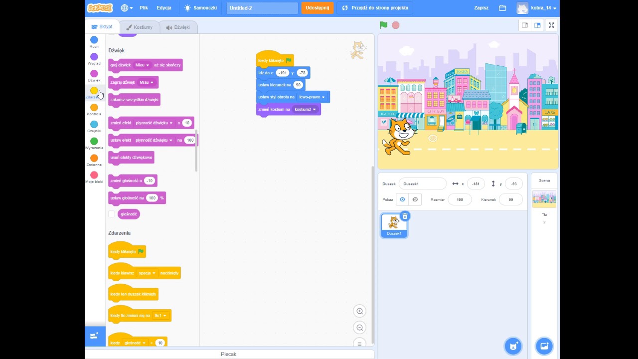 Poradnik - Jak ustawić skrypty duszka (Chodzenie) Scratch #1 - YouTube