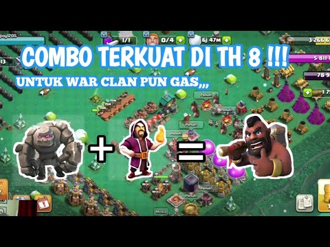 COMBO PASUKAN TH 8 PENUNGGANG BABI/HOOK : CLASH OF CLANS-COC !!!!! - YouTube