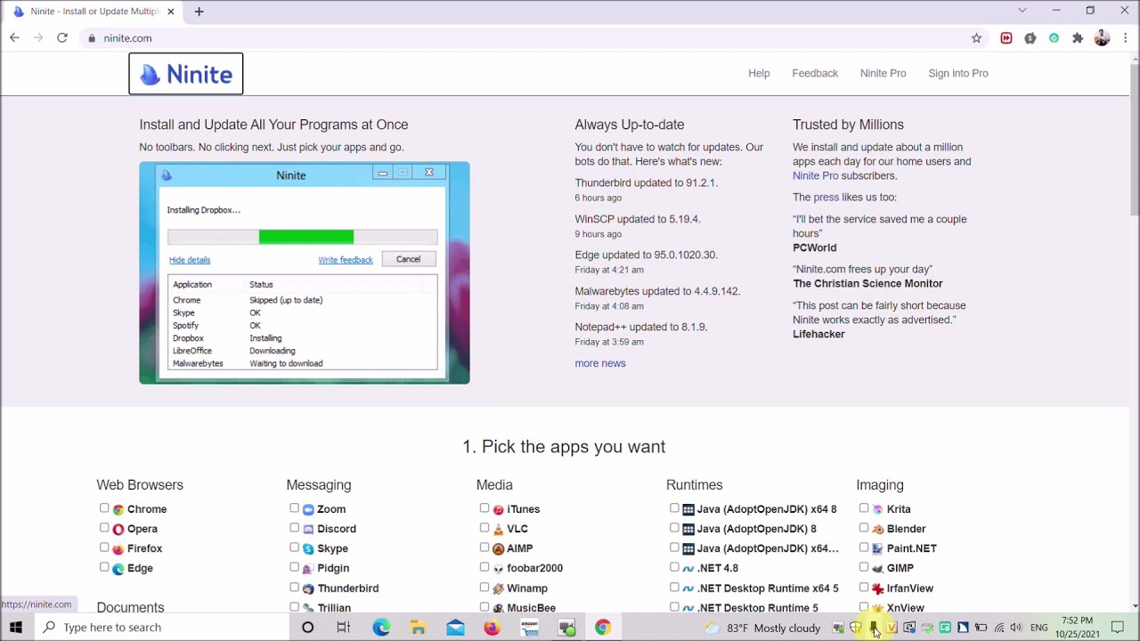Mẹo Cập Nhật Google Chrome Và Các Phần Mềm Phổ Biến Từ Trang ninite.com ...