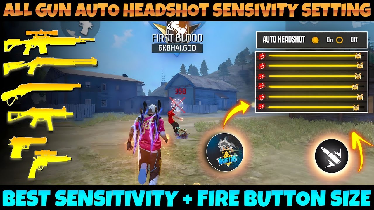FREE FIRE ALL GUN AUTO HEADSHOT SENSIVITY SETTING | 0% RECOIL AUTO ...