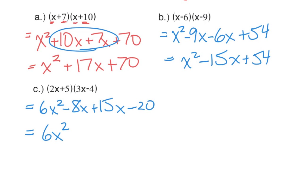Algebra 2-Review: Chapter 4a-Part A #1 - YouTube