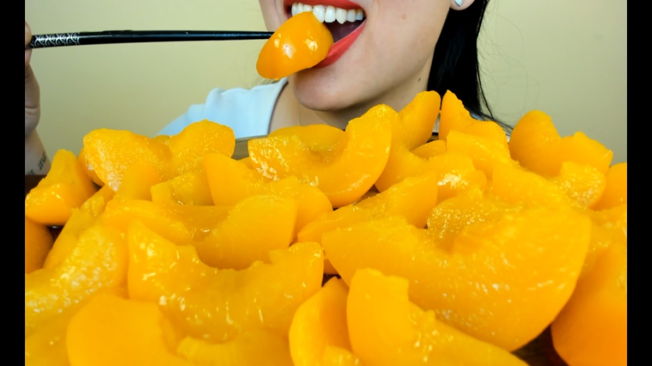 SLURPY JUICY STICKY PEACH ASMR SOUNDS - YouTube